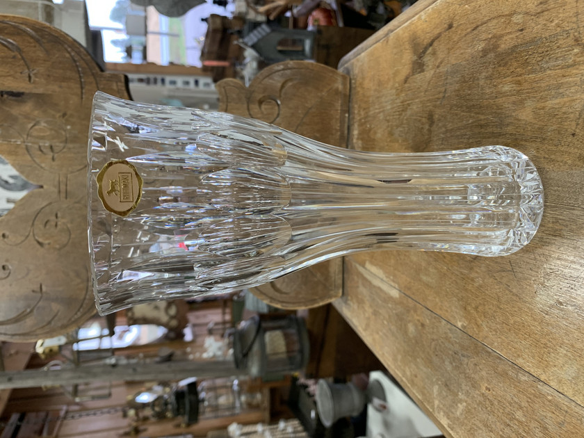 Aimo Okkolin, Riihimäen lasi, upea "Lehti" vaasi kristallia ...