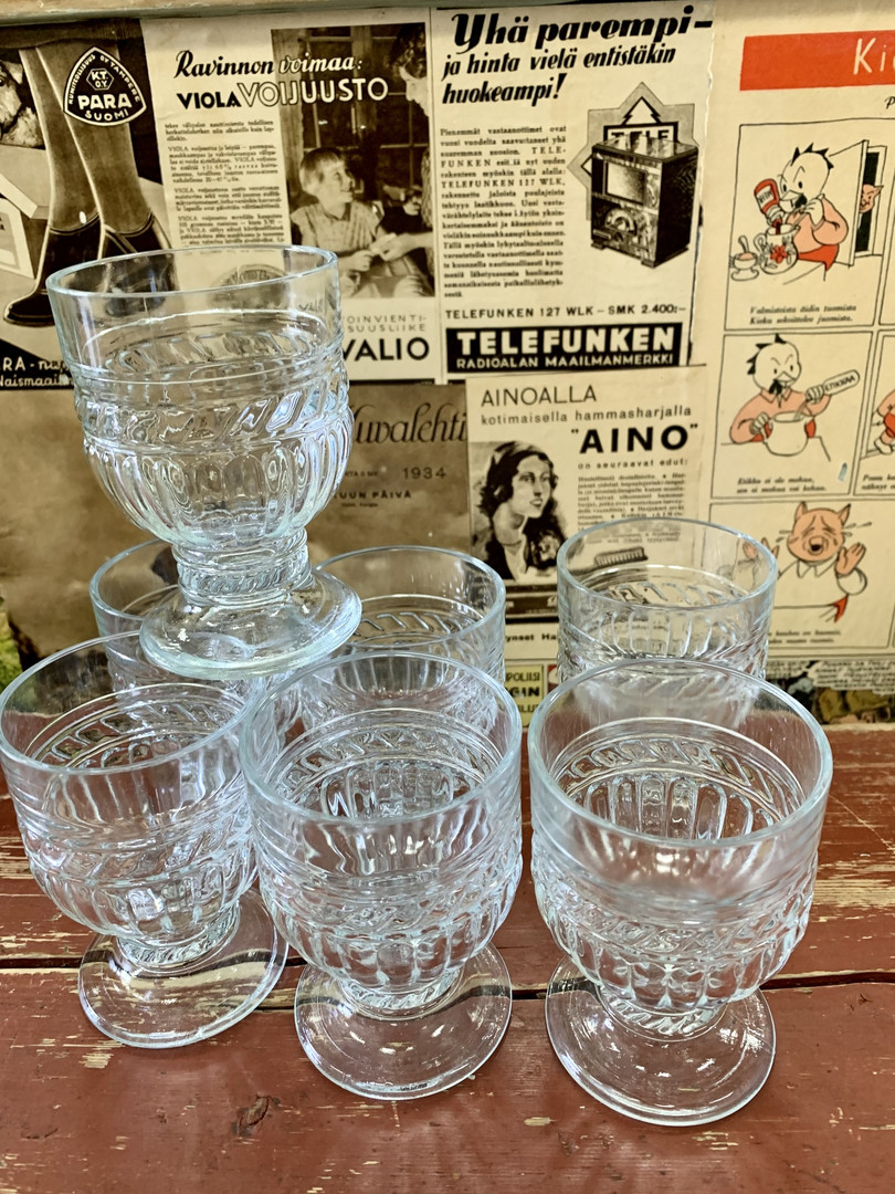 Riihimäen lasi, Olga lasit, 7 kpl yhteishintaan - Patinaputiikki