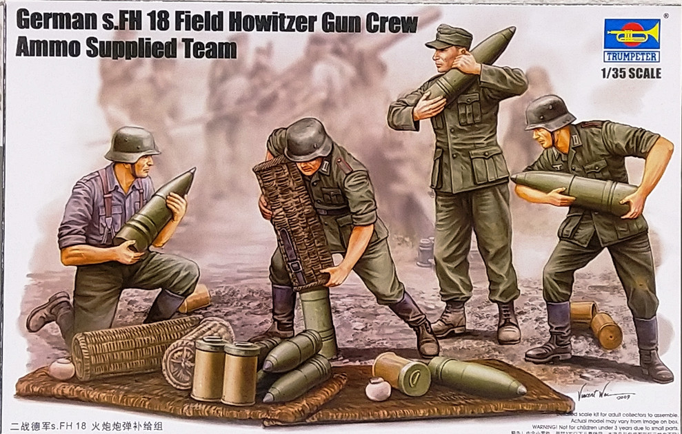 German s.FH 18 Field Howitzer Gun Crew Ammo Supplied Team, pienoismalli ...