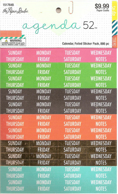 Agenda 52 Foiled Sticker Pack: Calendar -tarrakirja - Piia Paper ...