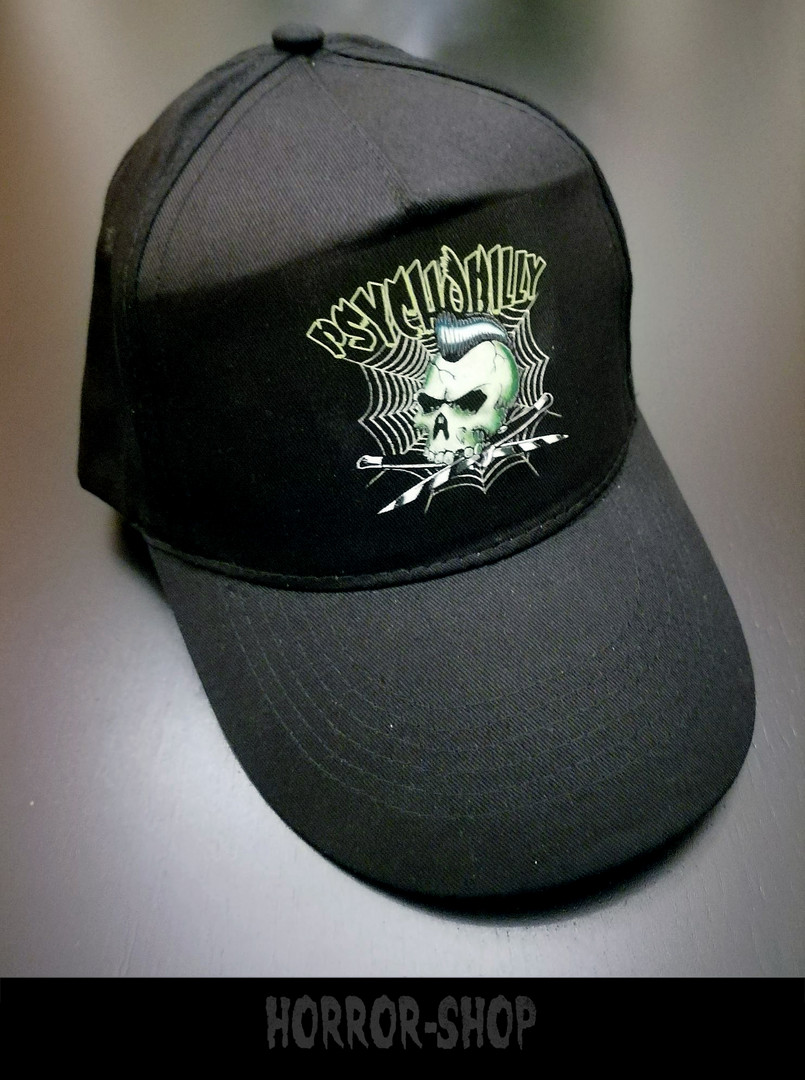 Psychobilly green skull cap - Horror-Shop verkkokauppa