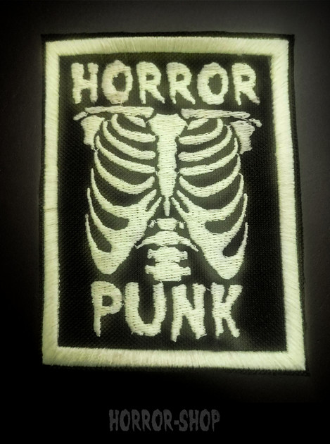 Horror punk skele -patch light green fluoricence - Horror-Shop verkkokauppa