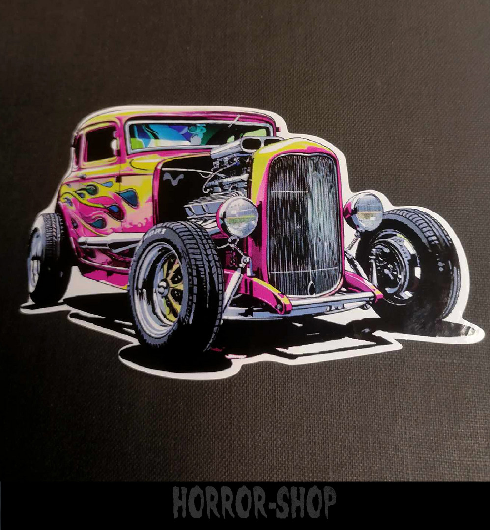 Pink Hot rod Vinyl sticker - Horror-Shop verkkokauppa