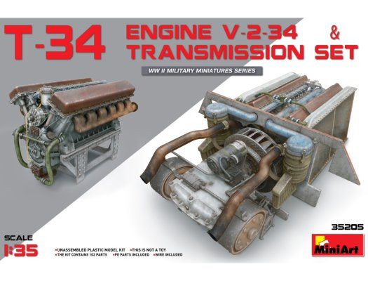 T-34 Engine V-2-34 & Transmission Set 1/35