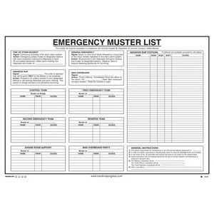 Emergency Muster List (including wet-wipe pen) - Safety awareness and ...