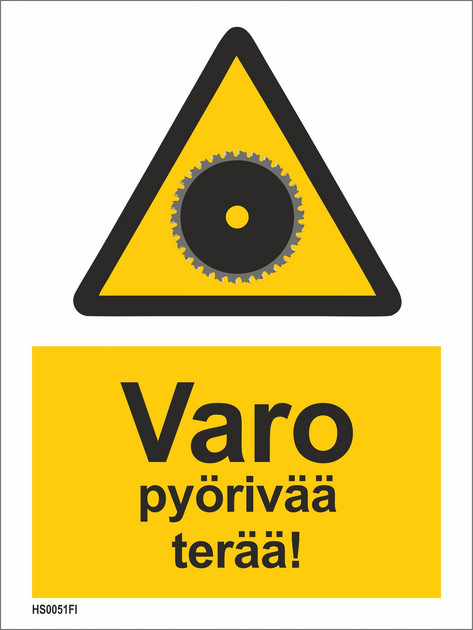 Varo pyörivää terää - Varoitusmerkit - Imomerkit - Imomerkit.fi - IMOMERKIT