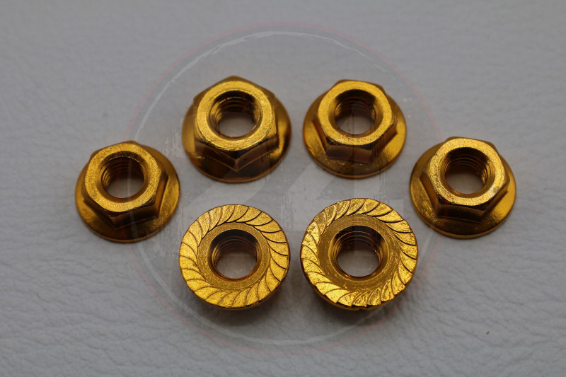 M6 alumiini mutteri kulta 6kpl – Moponosat24