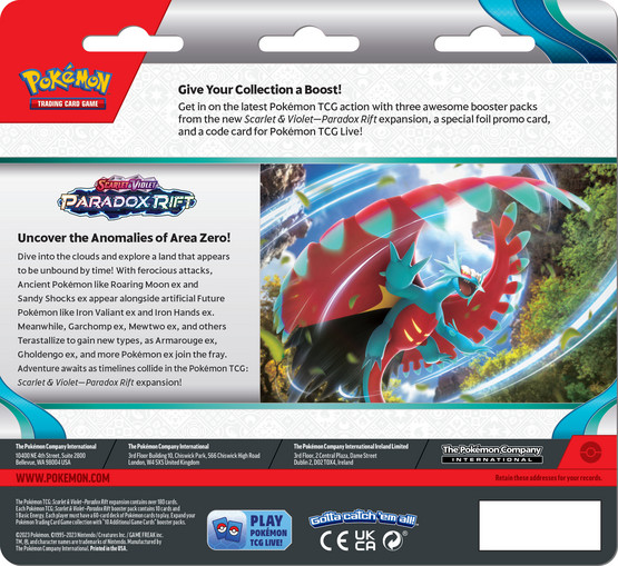 Pokémon TCG: Scarlet & Violet 4 Paradox Rift - 3-Pack Checklane Blister ...