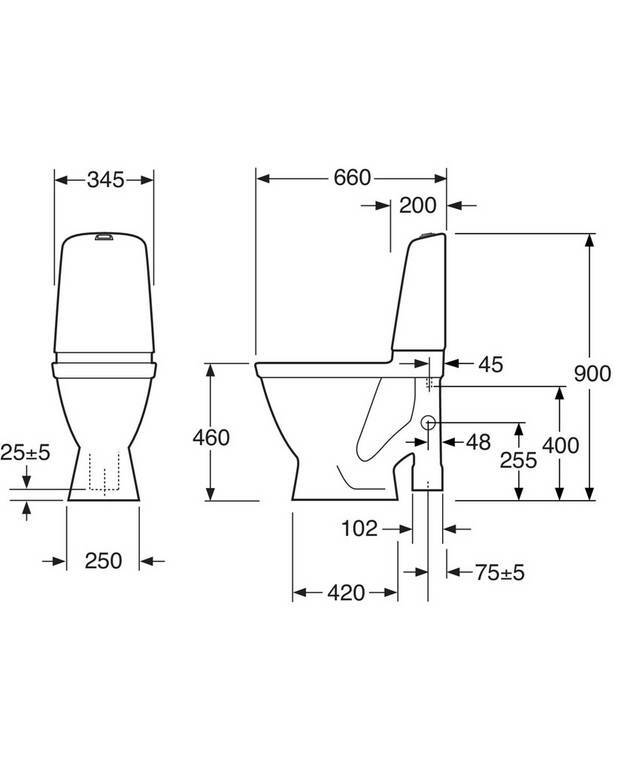 WC-ISTUIN GUSTAVSBERG 1596HF NAUTIC DUO ISO JALKA KORKEA OIK – Hanaplus Oy