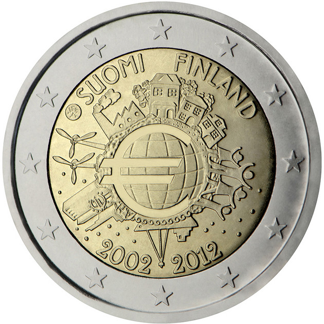 Suomi 2 € 2012 Euro 10 vuotta - Eurospecial.fi