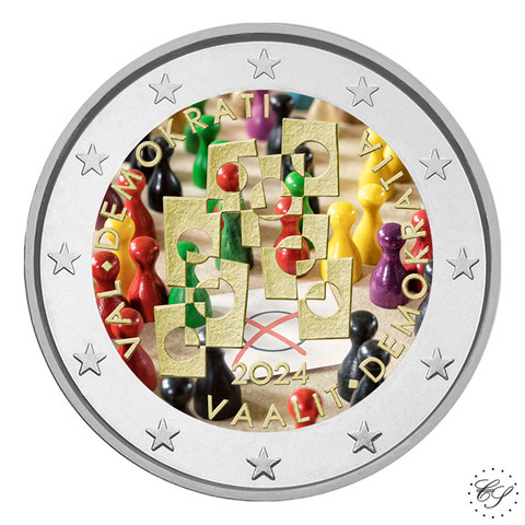 Suomi 2 € 2024 Vaalit & Demokratia, väritetty (#1) - Eurospecial.fi