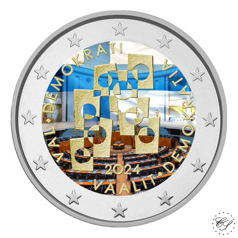 Suomi 2 € 2024 Vaalit & Demokratia, väritetty (#4) - Eurospecial.fi